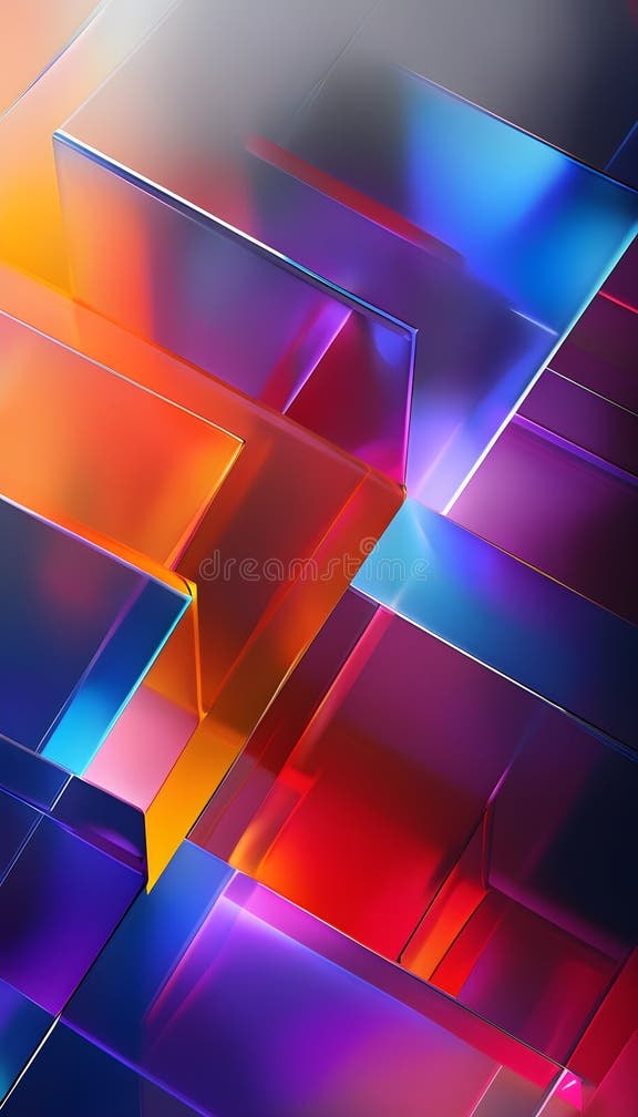 Translucent Colored Geometric Shapes Create Depth with Sharp Angles and ...