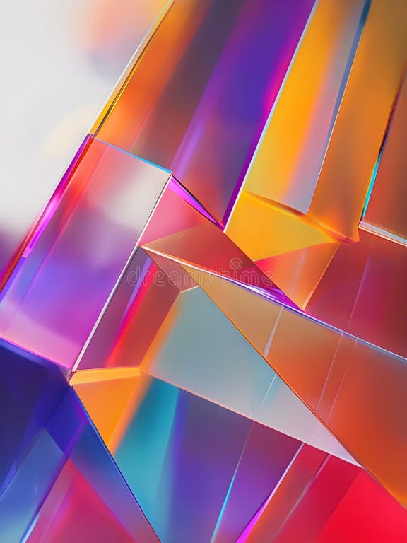 Translucent Colored Geometric Shapes Create Depth with Sharp Angles and ...