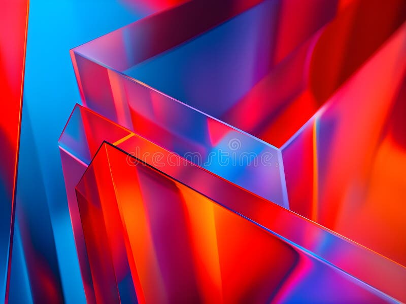 Translucent Colored Geometric Shapes Create Depth with Sharp Angles and ...