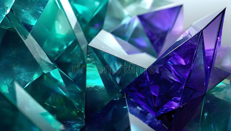 Translucent Colored Geometric Shapes Create Depth with Sharp Angles and ...