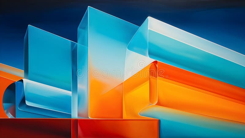 Translucent Colored Geometric Shapes Create Depth with Sharp Angles and ...