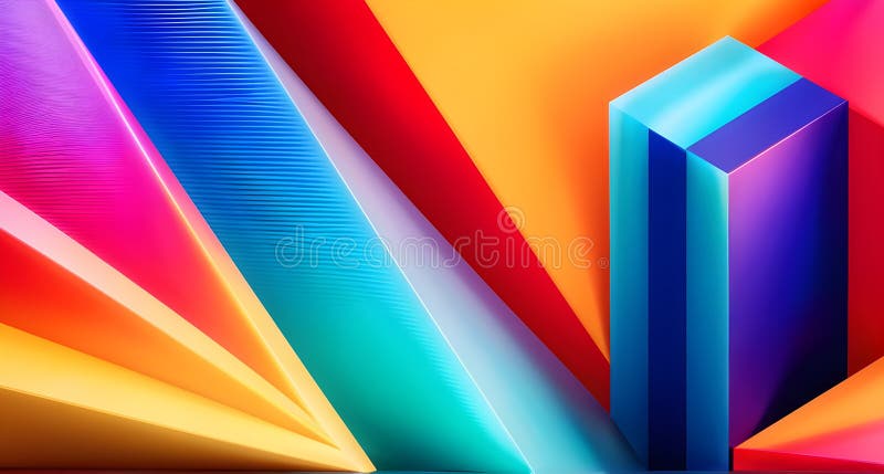 Translucent Colored Geometric Shapes Create Depth with Sharp Angles and ...