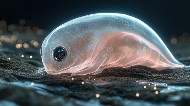 Translucent Creature with Large Eyes Glows Softly in a Mysterious ...