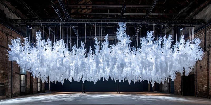 Translucent Crystal Installation in Industrial Space Stock Illustration ...