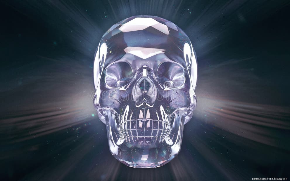 Generative-AI, Crystal Skull: Mystical Translucent Design with Light ...