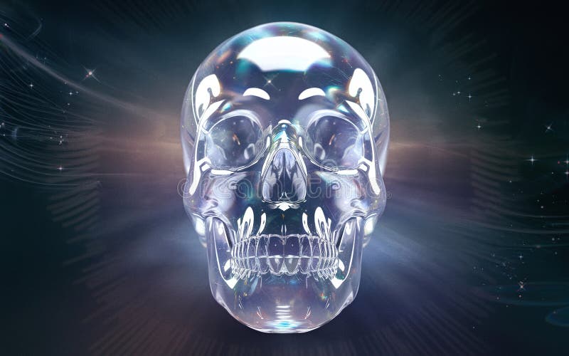 Generative-AI, Crystal Skull: Mystical Translucent Design with Light ...