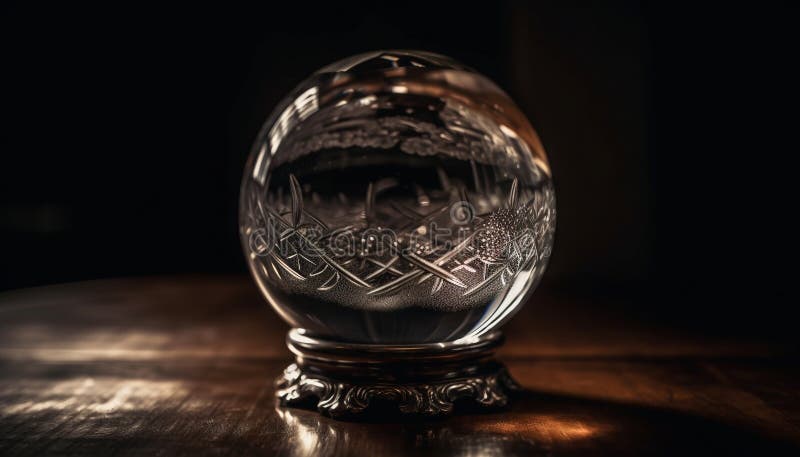 Translucent Crystal Sphere Reflects Old Fashioned Christian Symbol ...