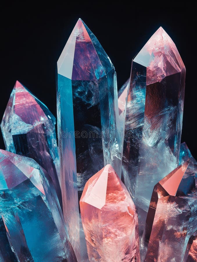 Translucent Crystals in Blue and Pink Lighting. Stock Image - Image of ...