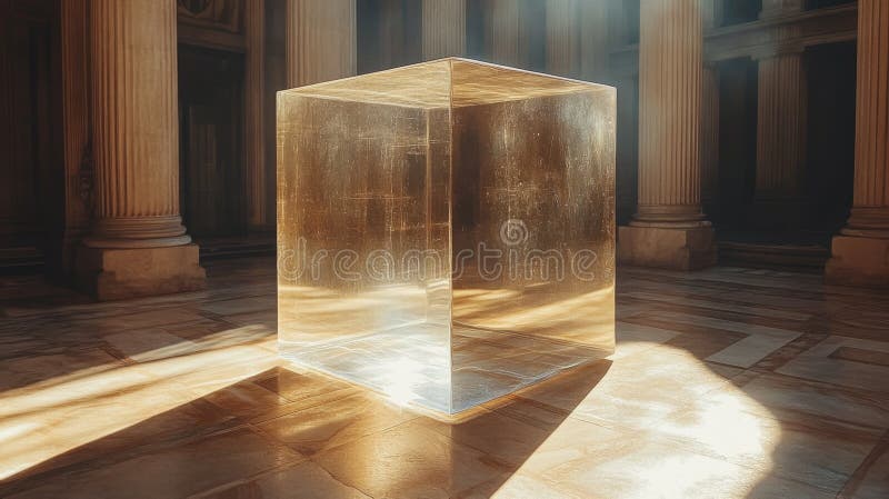 A Translucent Cube Illuminated by Sunlight Inside an Ancient Stone ...