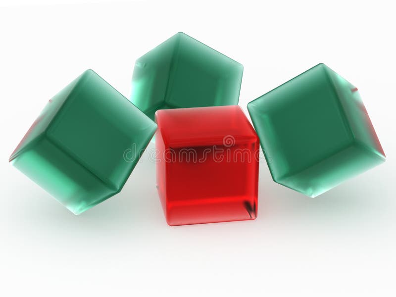 Translucent Cubes and a Different Center Cube Stock Photo - Image of ...