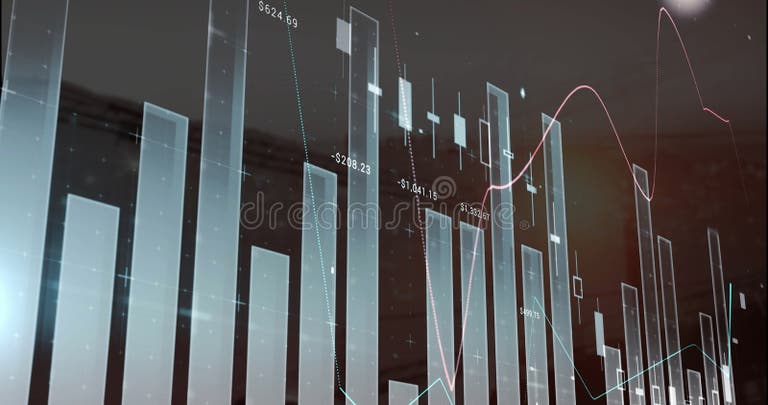 Translucent 3D Bar Chart Showing Floating Numeric Labels in Digital ...