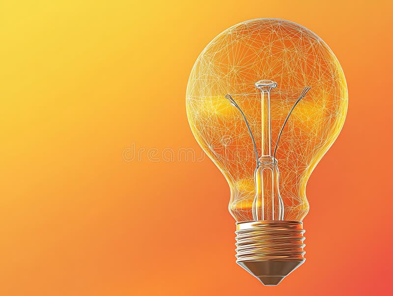 A Translucent 3D Lightbulb Icon with Intricate Wire Details Stock ...