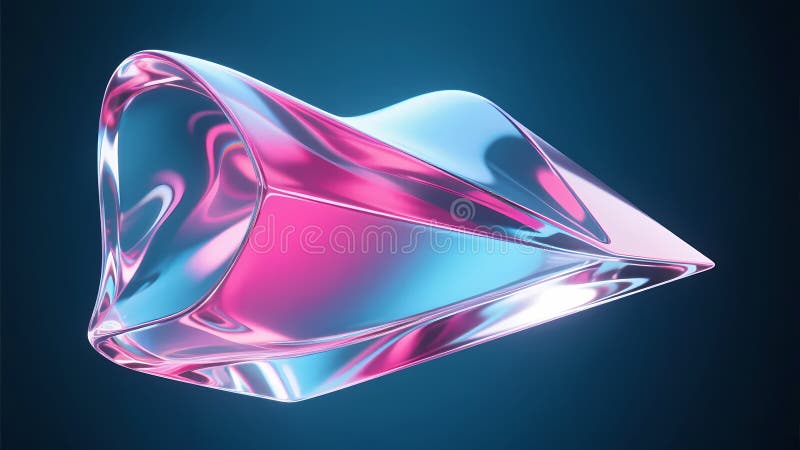 Futuristic Translucent 3D Object in Pink and Blue. Stock Illustration ...