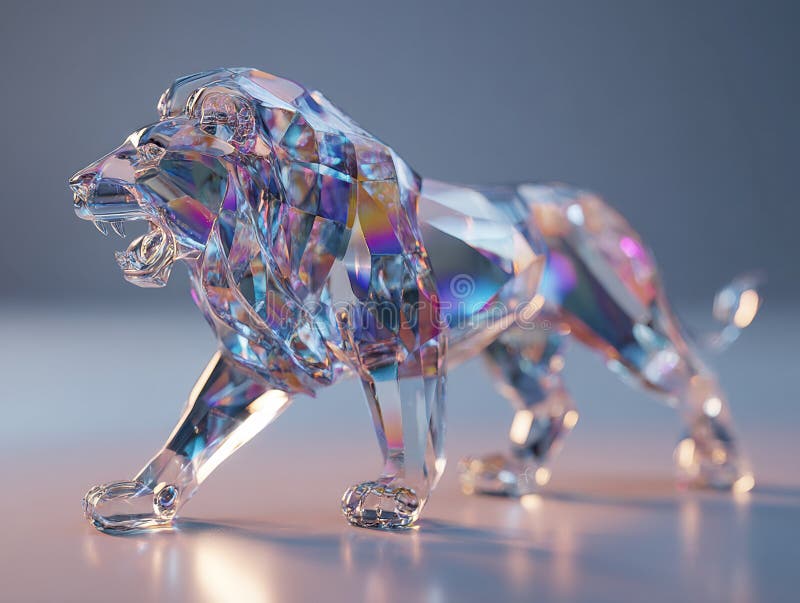 Translucent Digital or 3D Lion Sculpture, Front and Side Profiles ...