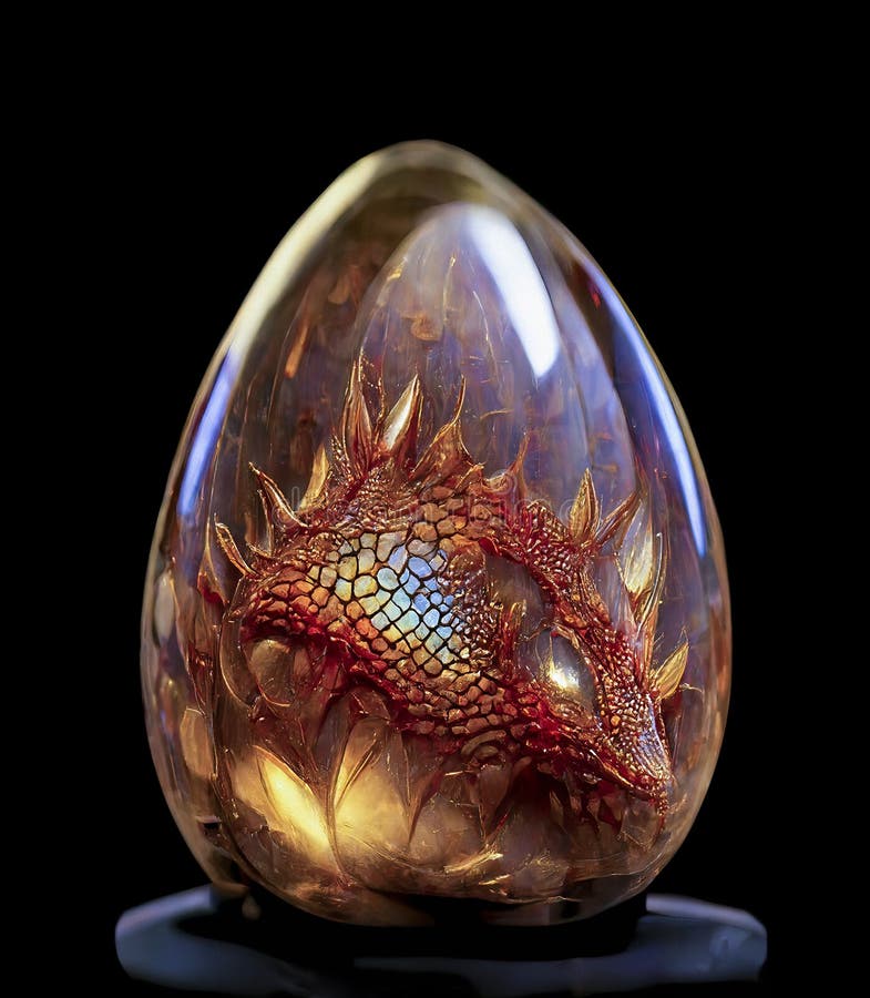 Translucent Dragon Egg with a Baby Dragon Inside Stock Illustration ...