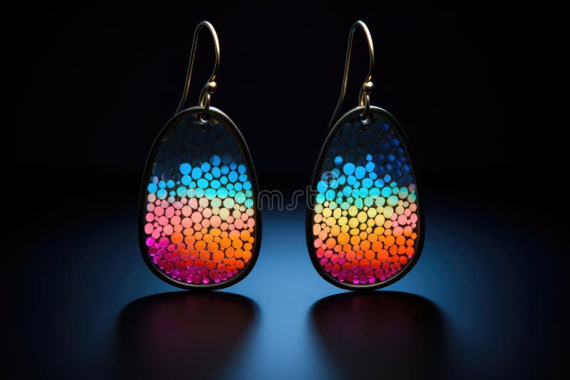Translucent Earrings on a Dark Background, Gradient Transition of the ...