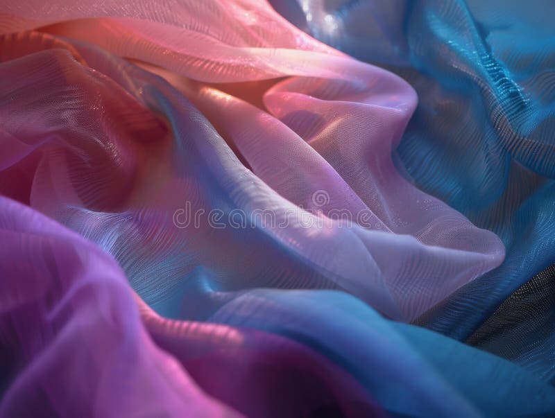 Translucent Fabric in Soft Pastel Hues Gracefully Draped on a Flat ...