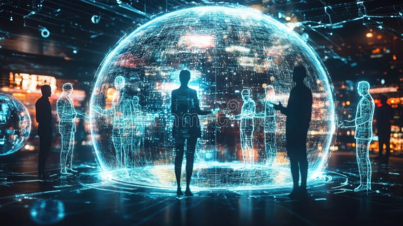 Translucent Figures Engaged in Virtual Meetings within a Transparent ...