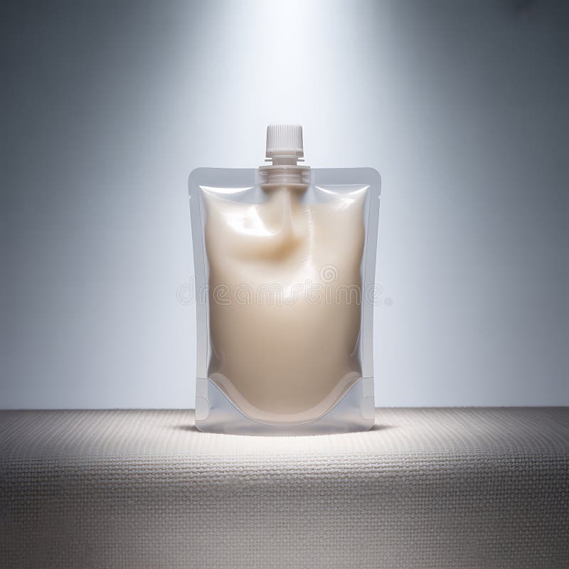 Translucent Flexible Pouch Package Containing Creamy Beige Product ...