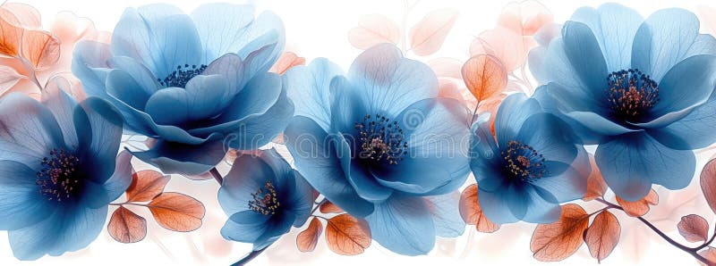 Translucent Flowers in Gradient Colors, Artistic Floral Banner Stock ...