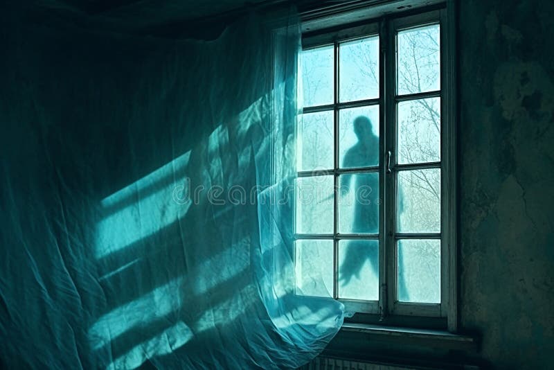 A Translucent Ghost in the Window of an Old House, in the Style of ...