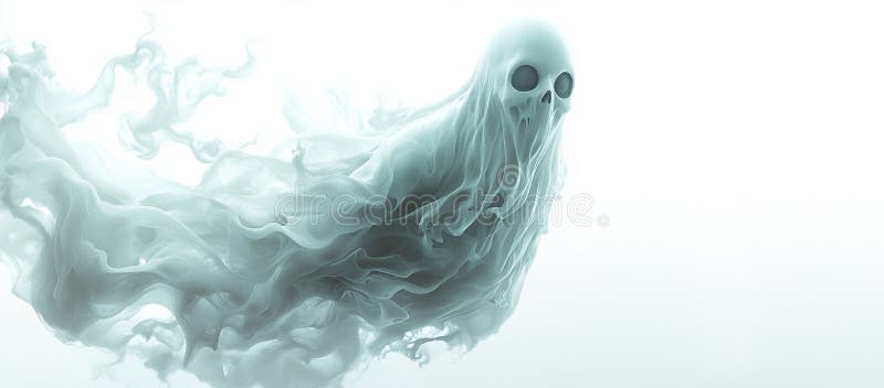 Ethereal Ghostly Figure Floating Amidst Wispy Clouds in a Serene and ...