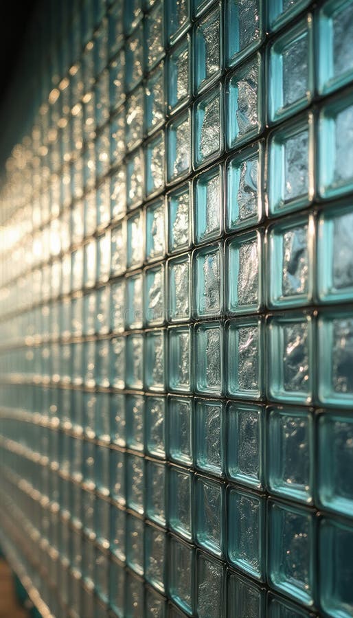 Translucent Glass Block Wall Reflecting Warm Light Stock Image - Image ...