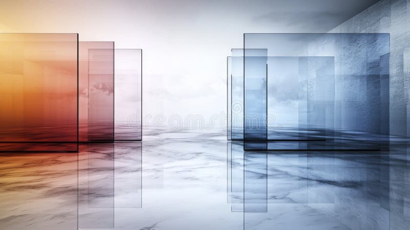 Translucent Glass Layers Intersecting Modern Studio Abstract Art Serene ...