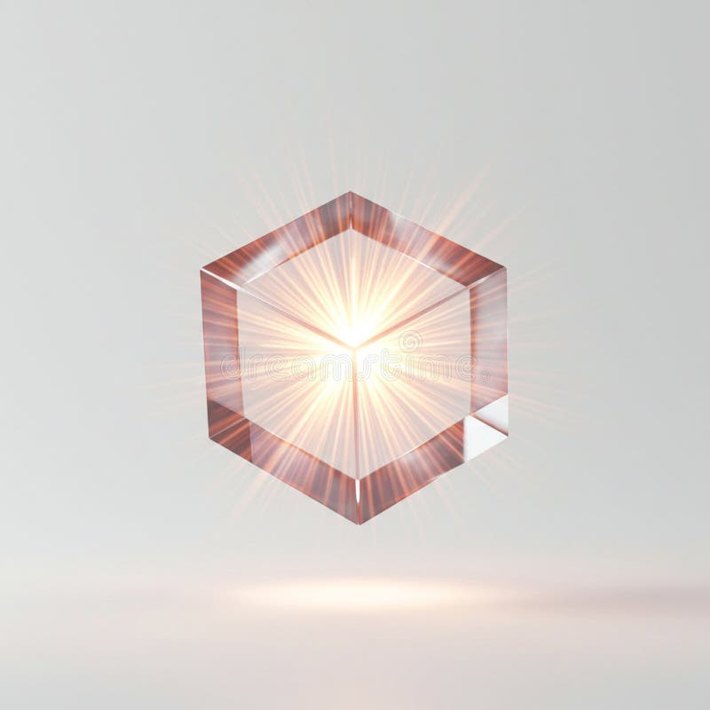 A Translucent, Glass-like Cube Floats Against a Soft Background. Inside ...