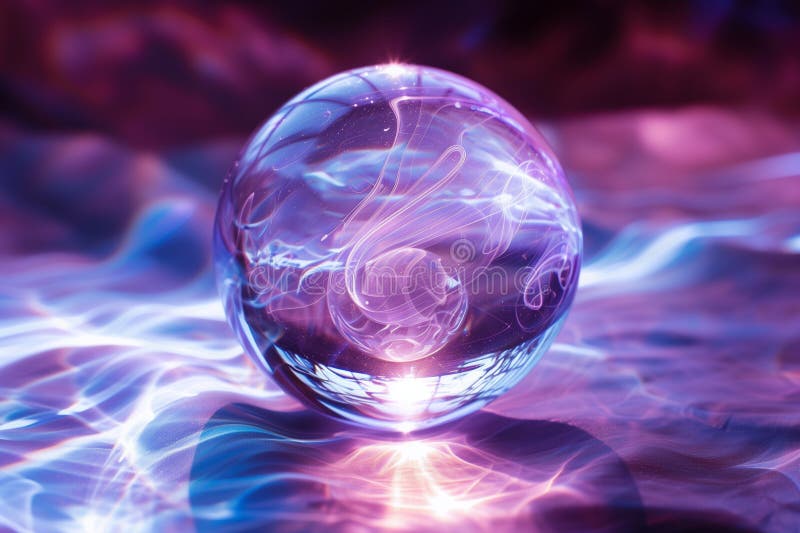Translucent Glass Orb with Ethereal Light Patterns Stock Illustration ...
