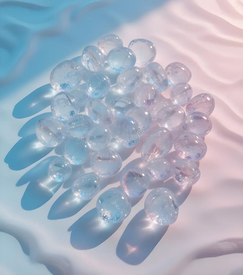 Translucent Glass Orbs on Textured Surface with Soft Pastel Lighting ...