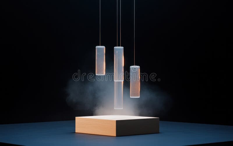 Translucent Glass Rectangles Above Wooden Platform Stock Illustration ...