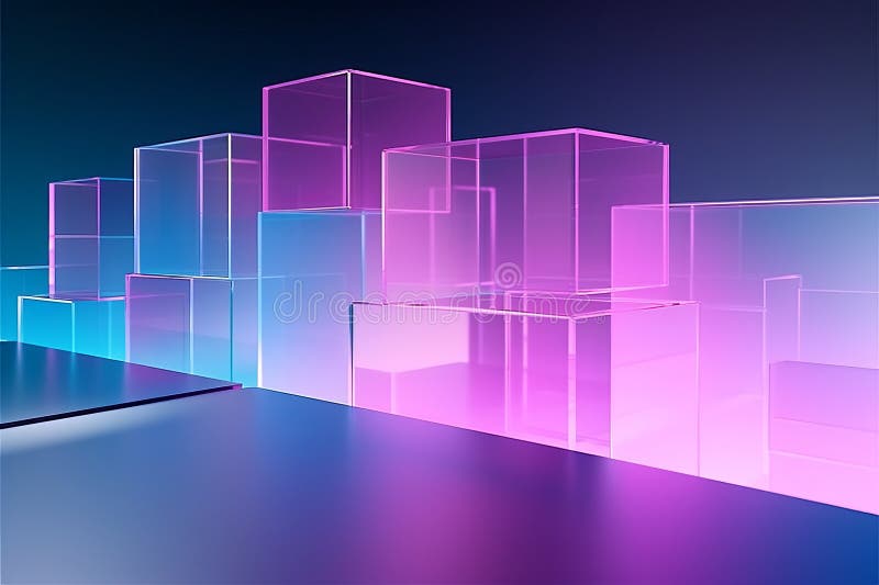Translucent Glass with Violet Pink Blue Gradient, Simple Square Shapes ...