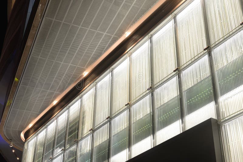 Translucent Glass Wall and Led Light Stock Photo - Image of fashion ...