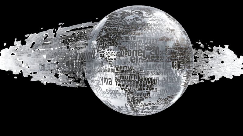 Translucent Globe Made of Words Rotating on Transparent Background ...