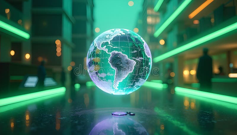 A Transparent Globe on Futuristic Background with Neon Lights - AI Art ...