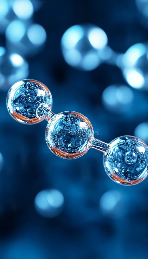 Translucent, Glowing Molecule Chain on Blue, Scientific Microscopic ...