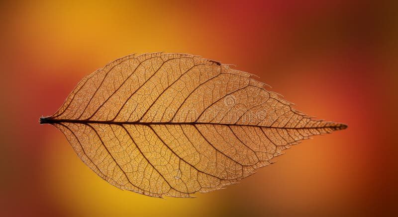 Translucent Golden Skeleton Leaf Against Warm Background Stock Photo ...