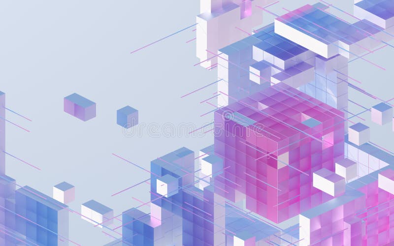 Translucent Gradients Cubes and Materials, 3d Rendering Stock ...