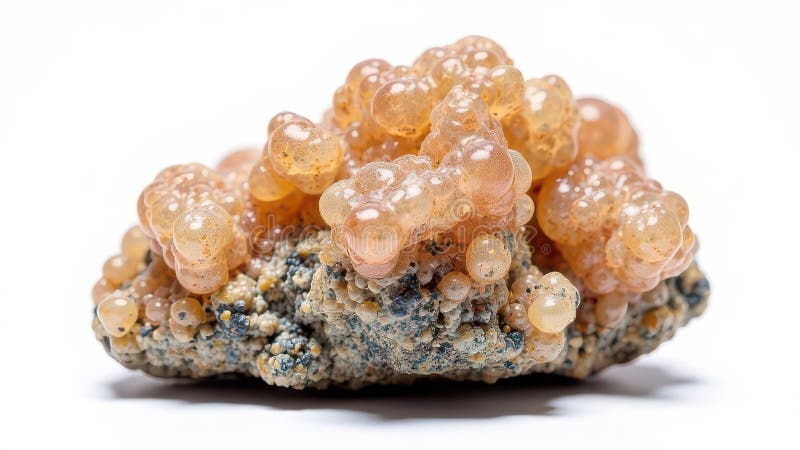 Translucent Grape Agate Mineral Cluster Formation Against White ...