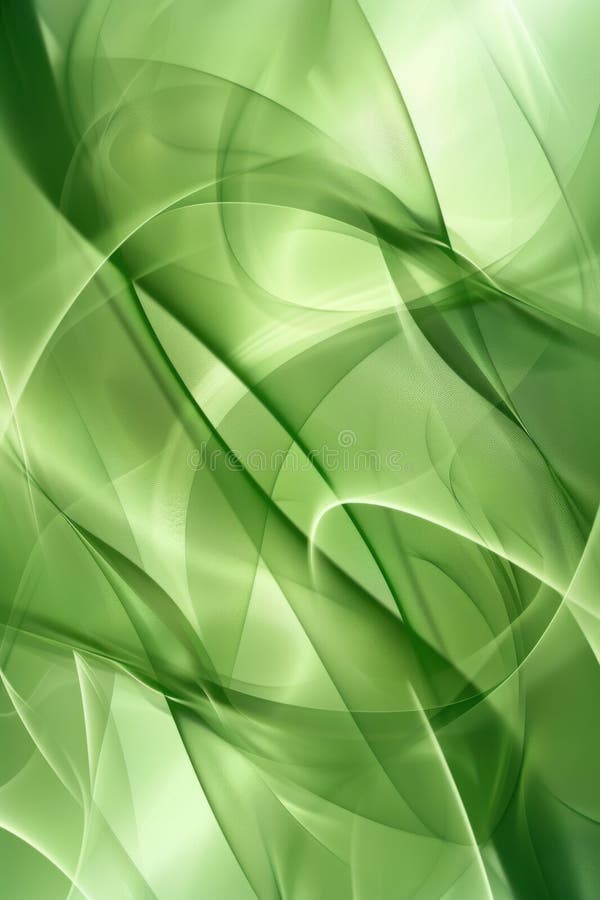 Translucent Green Abstract Swirls in a Modern Design Setting. Vertical ...