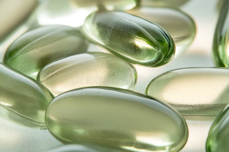 Translucent Green Capsules are Arranged Closely, Allowing Soft ...