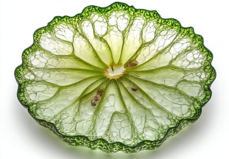 Translucent Green Circular Object with Delicate Texture and White ...