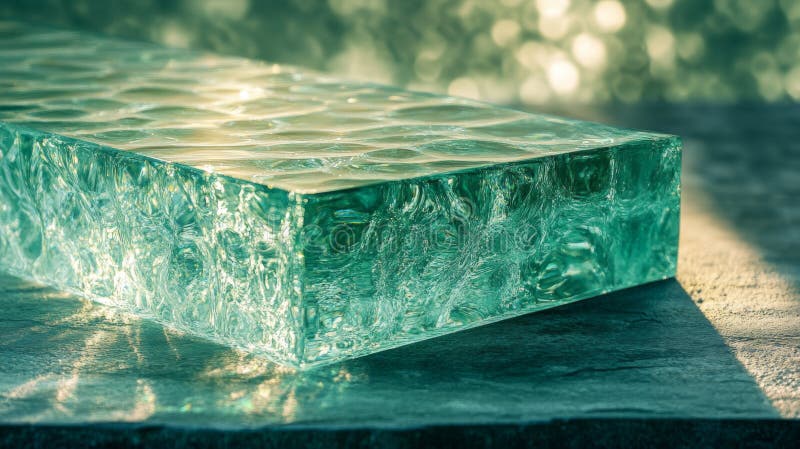 Translucent Green Glass Block Illuminated by Sunlight Stock ...