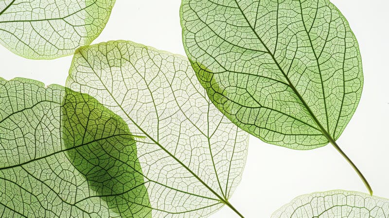 Translucent Green Leaves with Detailed Vein Patterns Stock Illustration ...