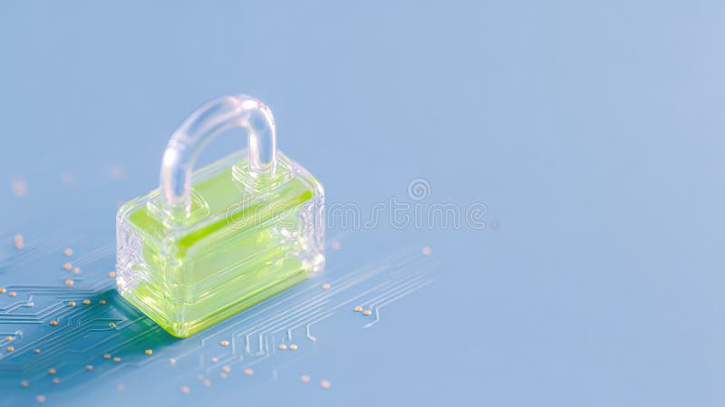A Translucent Green Padlock on a Blue Circuit Board, Symbolizing ...