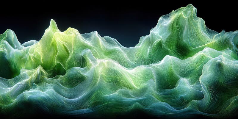 Translucent Green Waves Create an Ethereal Landscape Under Soft ...
