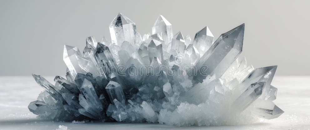Translucent Grey and White Ice Crystals Cluster Close Up. Stock Image ...