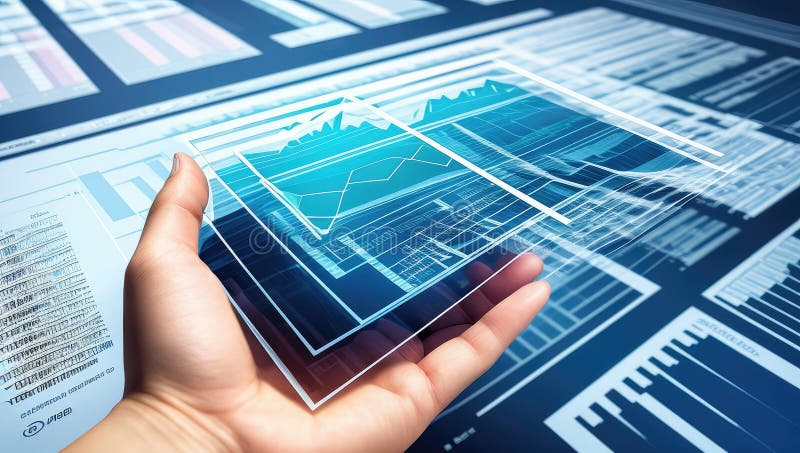 Translucent Hand Holding Financial Data Graph - 3D Artwork for Stock ...