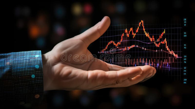 Translucent Hand Holding Financial Data Graph - 3D Artwork for Stock ...